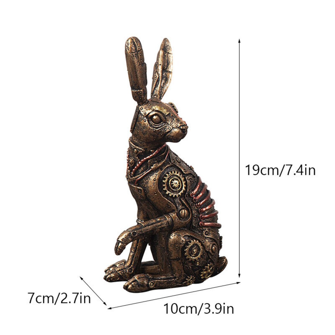 Steampunk Resin Rabbit Statues Metal Animal Figurines Steam Punk ...