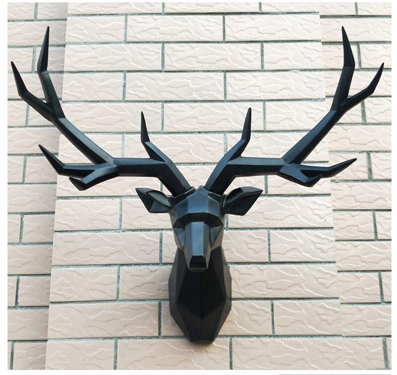 Wall Hanging Deer Head Decoration Animal Figurine Living Room Wall ...