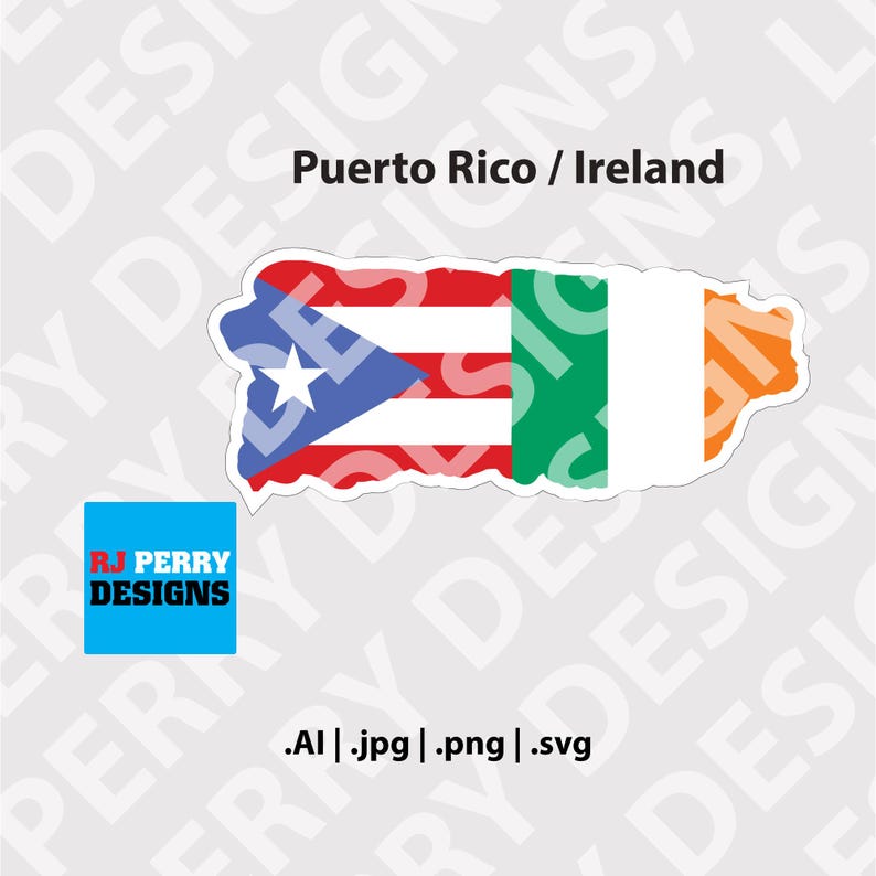 Puerto Rico - Ireland | Flag Map | Boricua | Svg | Jpg | Png | Ai ...