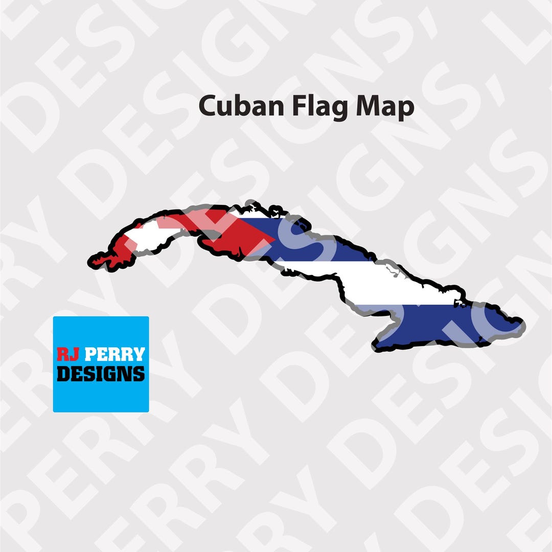 Cuban Flag Map | Cuban Map | Vinyl Sticker | Tri-color Sticker |for ...