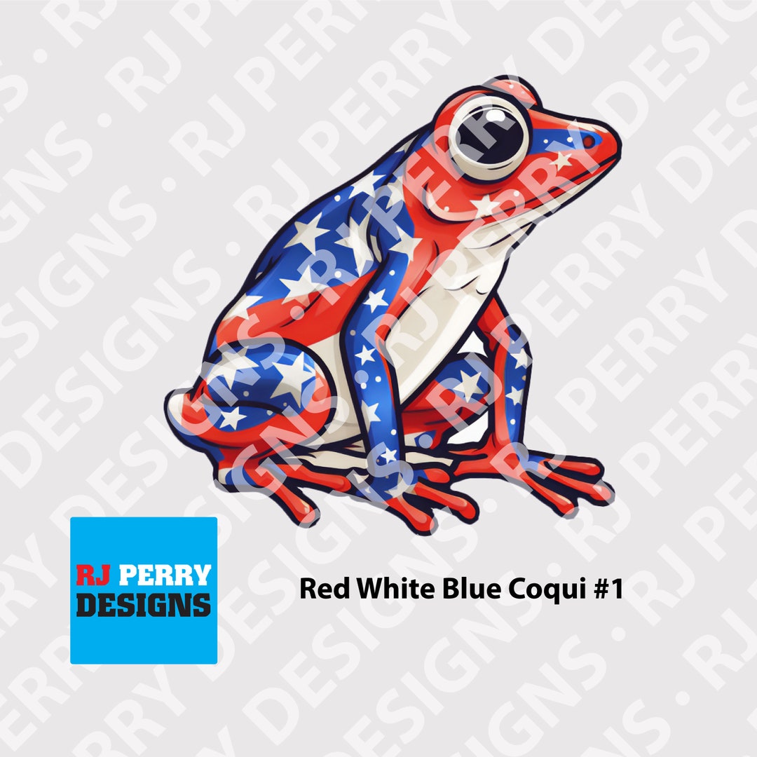 Puerto Rican Coqui Frog Sticker: Red White & Blue Vinyl Decal - Etsy