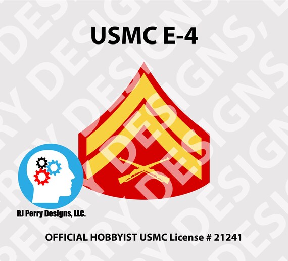 US Marine Corps E-4 Rank Vinyl Decal Official Hobbyist | Etsy
