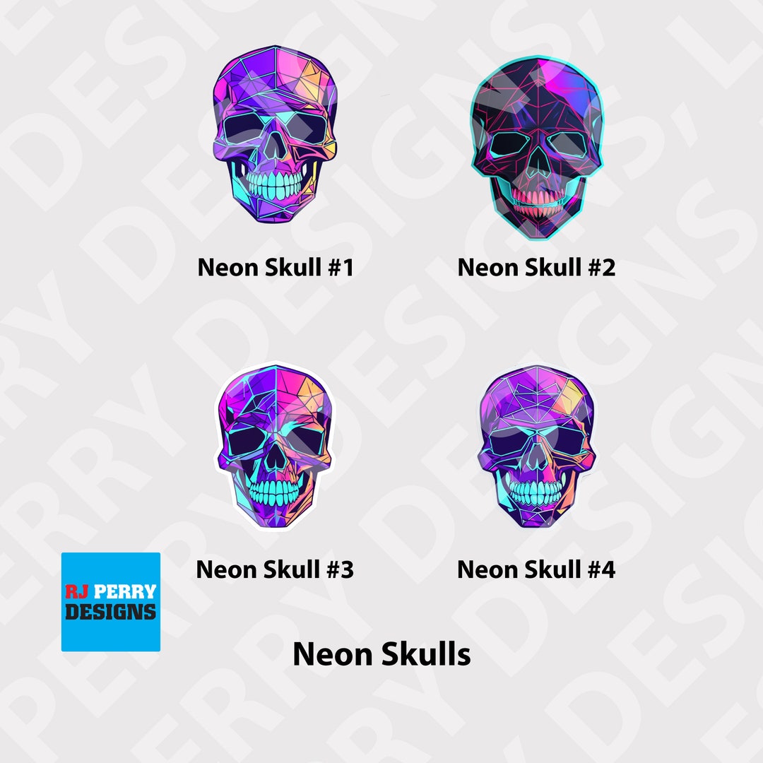 Neon Skull Vinyl Sticker: Weather Resistant, Laptop Decal - Etsy