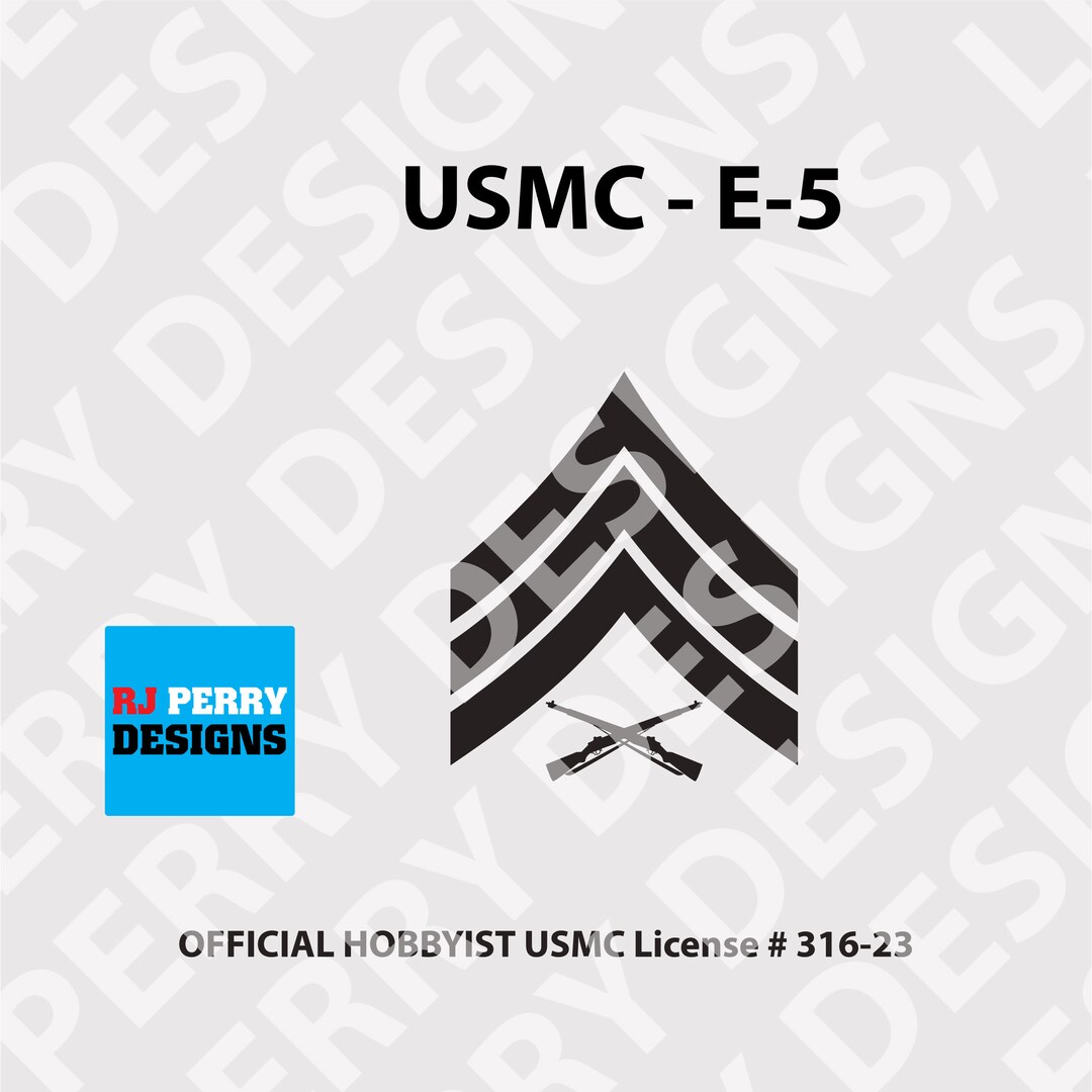 USMC Sergeant E-5 Rank Vinyl Decal - Official Hobbyist - Etsy