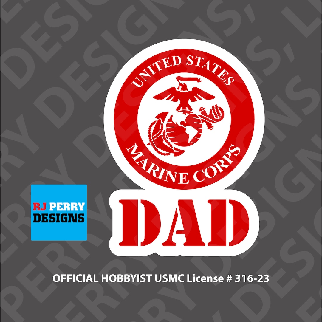 US Marine Corps | Logo | Marine Dad | Vinyl Sticker | Full Color ...