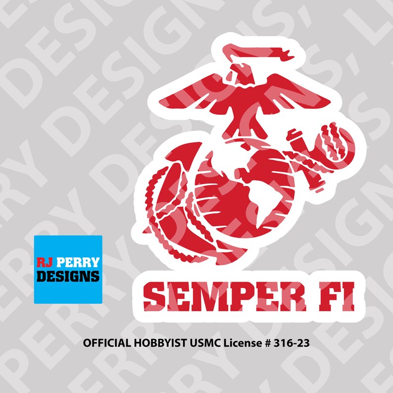 Marines EGA Logo Semper Fi Vinyl Sticker Eagle Globe Anchor US Marine ...