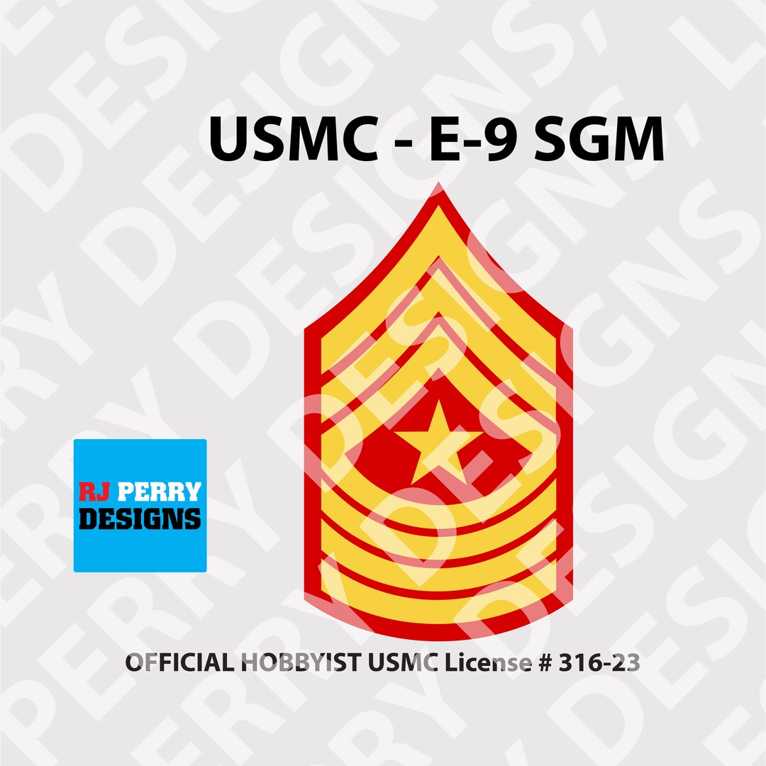 USMC E-9 Sergeant Major Decal – Full Color Vinyl Decal | Sgtmaj Rank | Marine Corps Military ...