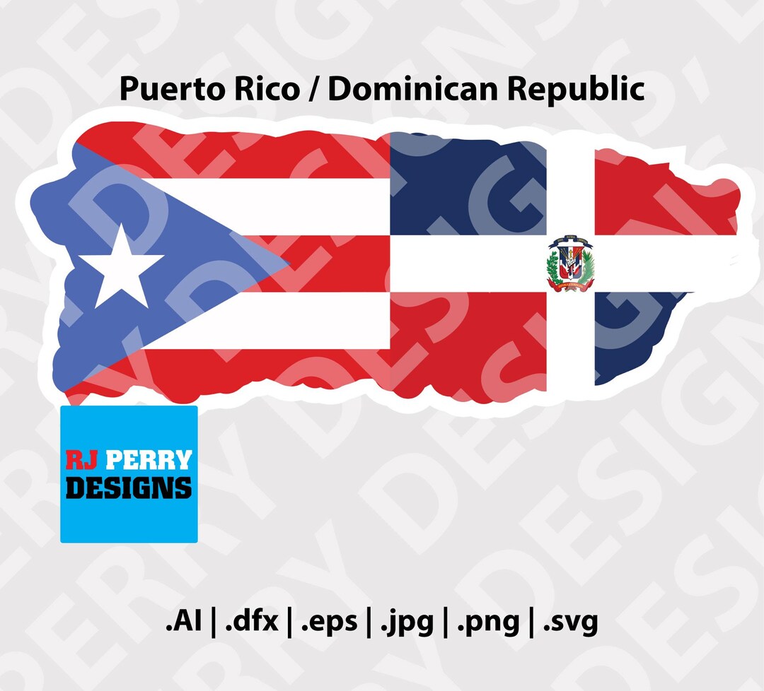 Puerto Rico - Dominican Republic | Flag Map | Boricua | Svg | Eps | Png ...