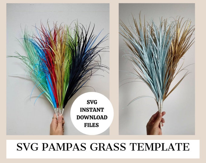 SVG Paper Pampas Grass Template Svg Leaves Template Boho Decor Wedding ...