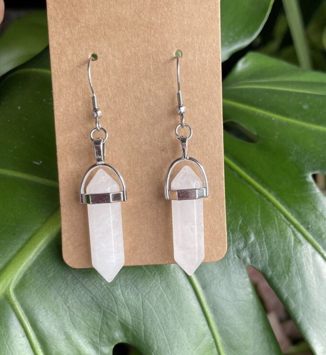 Natural Crystal Point Earrings | Crystal Earrings | Healing Earrings - Etsy