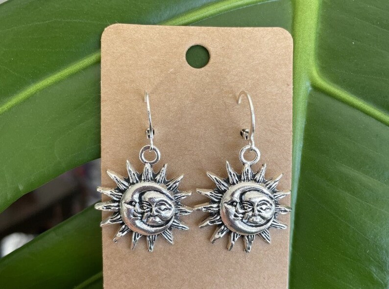 Sun and Moon Huggie Earrings Sun Moon Earrings - Etsy