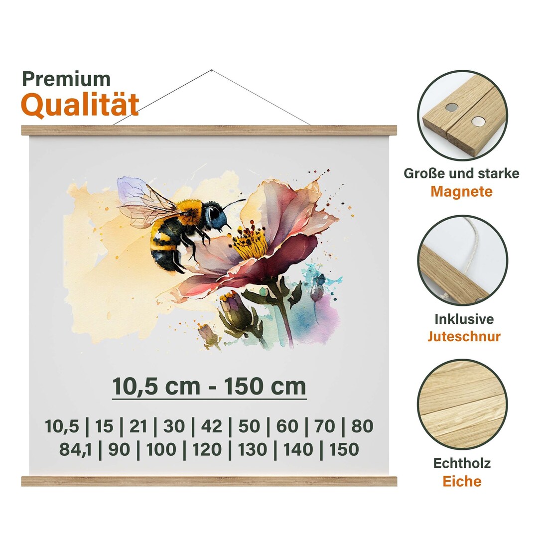 Poster Rail Magnetic Handmade of Oak - Suitable for DIN Formats ...