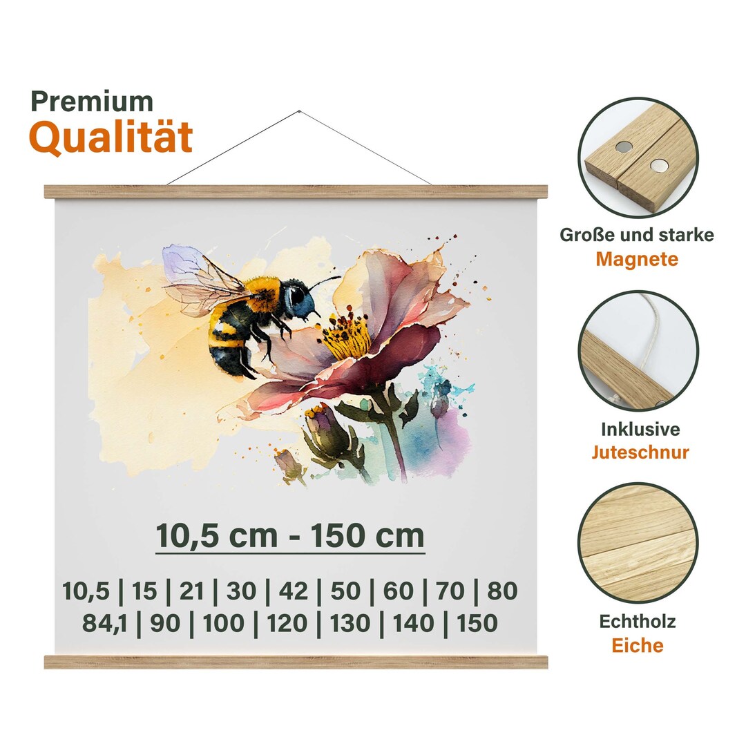 Poster Rail Magnetic Handmade of Oak Suitable for DIN - Etsy