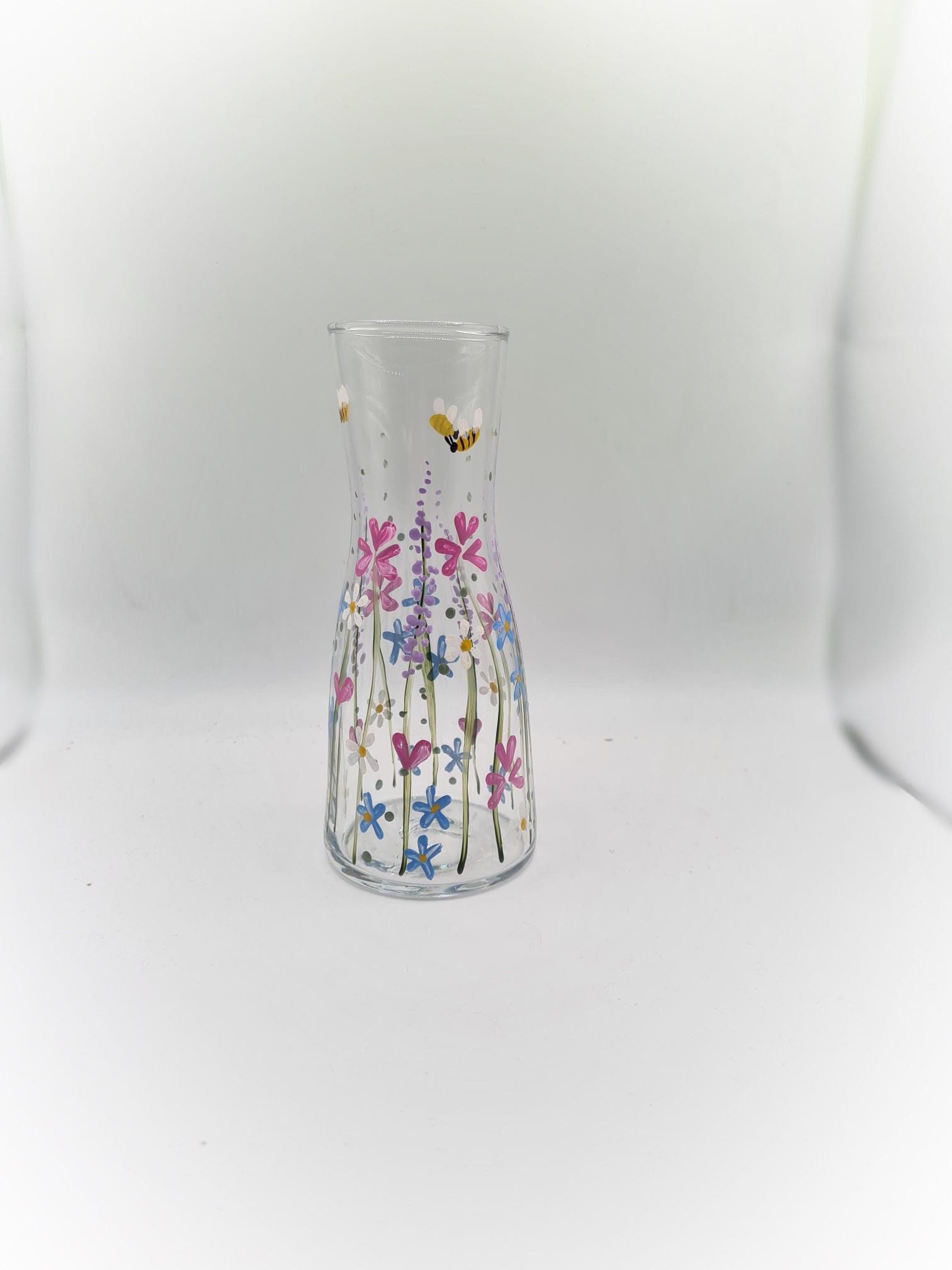Hand Painted Mini Small Glass Vase Carafe With Spring Meadow - Etsy UK