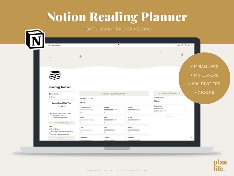 Notion Reading Tracker Template Book Planner Library - Etsy