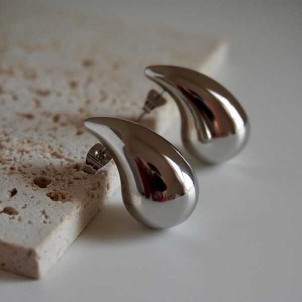 Silver Tear Drop Earrings - Etsy