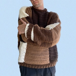 Crochet Sweater Pattern, Checkered Crochet Sweater Pattern, Unisex ...