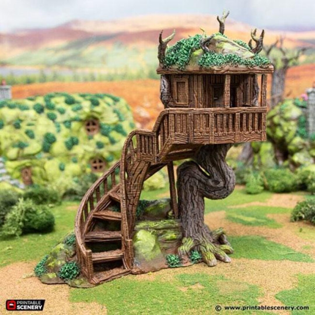 3D Printed Tree House Terrain: D&D, Pathfinder, 28mm Scale - Etsy
