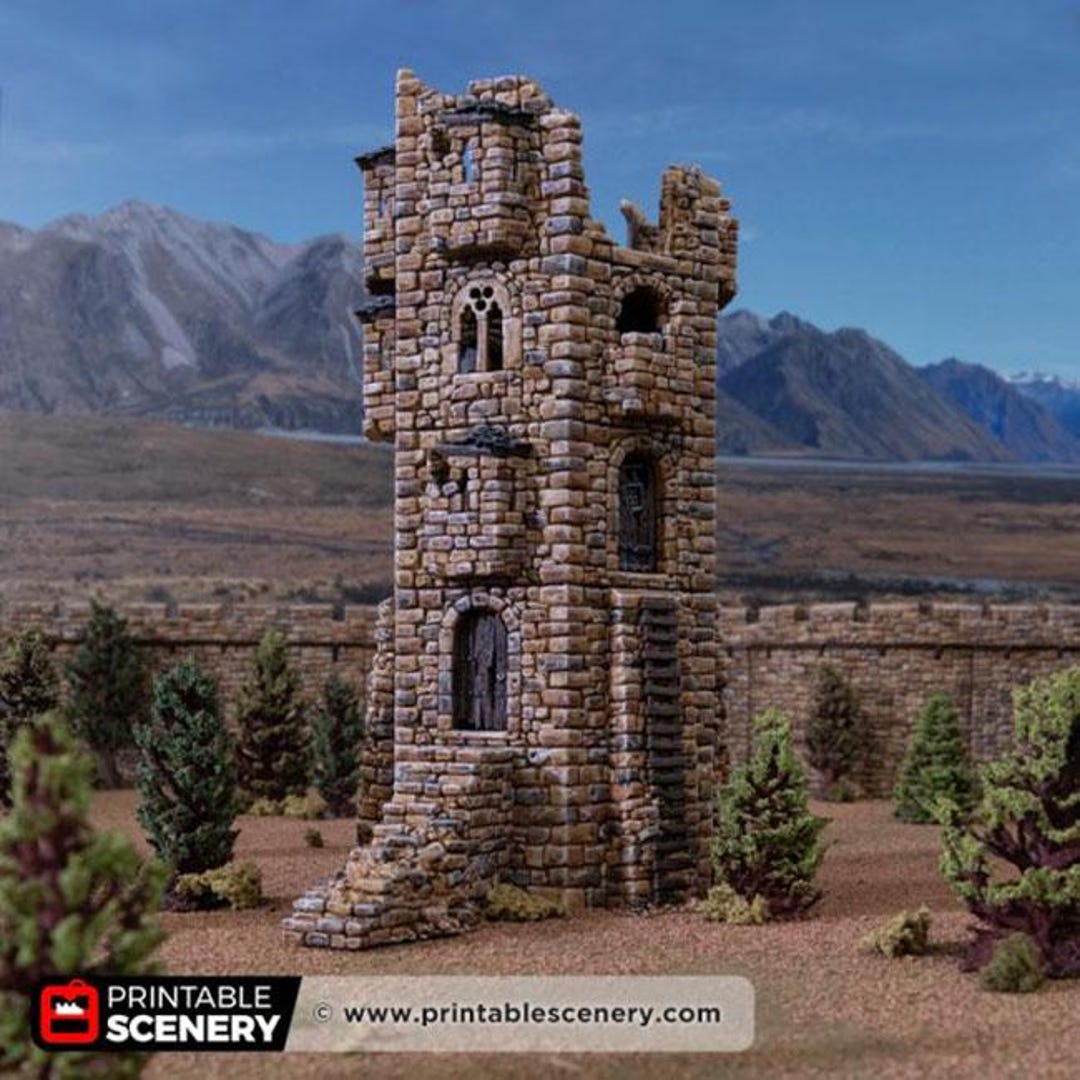 Hex Castle Ruined Keep Tower - Fantasy - Etsy