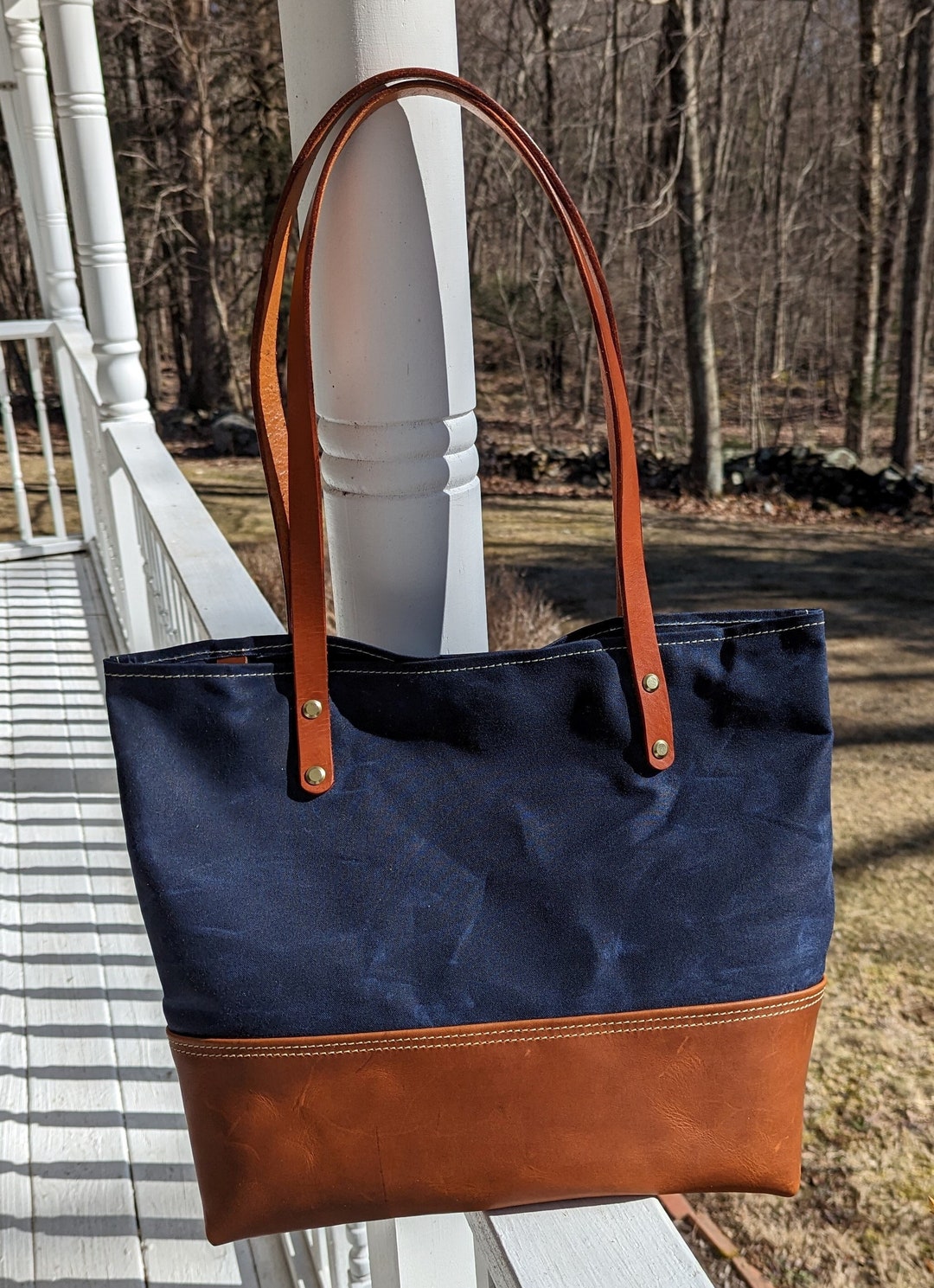 Leather and Waxed Canvas Tote Bag, Extra Large - Etsy