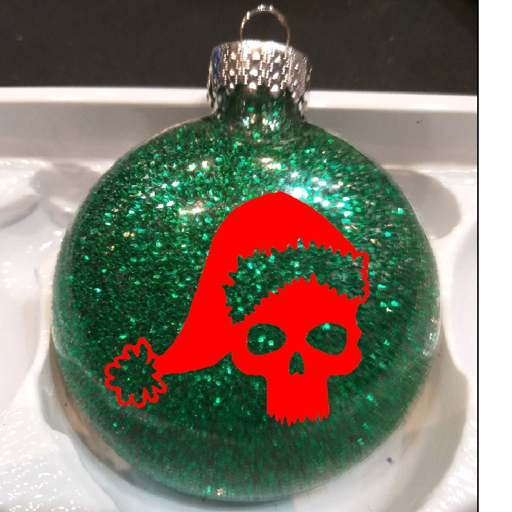 Santa Skull Glitter Christmas Ornament Shatterproof Disc Many - Etsy Canada