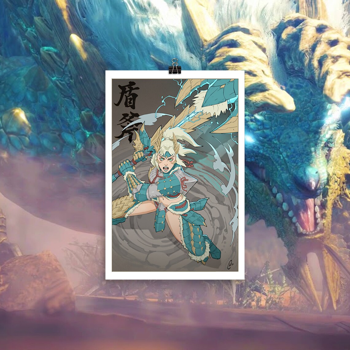 Monster Hunter Rise Fanart Zinogre Armor and Charge Blade - Etsy