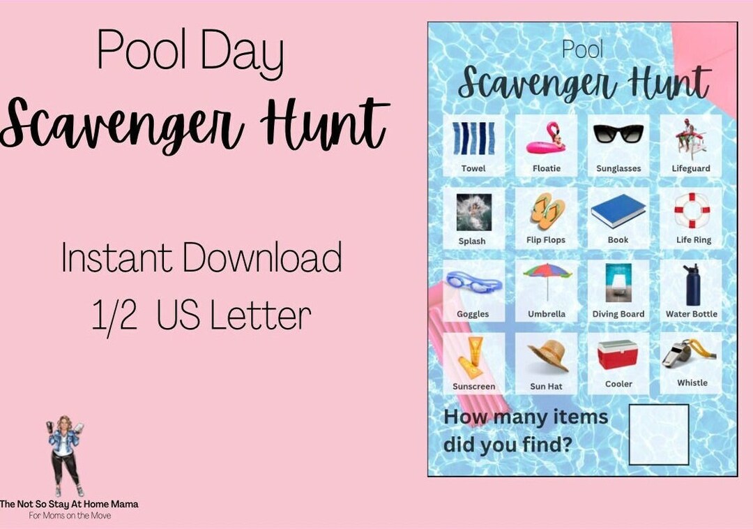 Pool Scavenger Hunt Summer Vacation Activity Games for Kids - Etsy