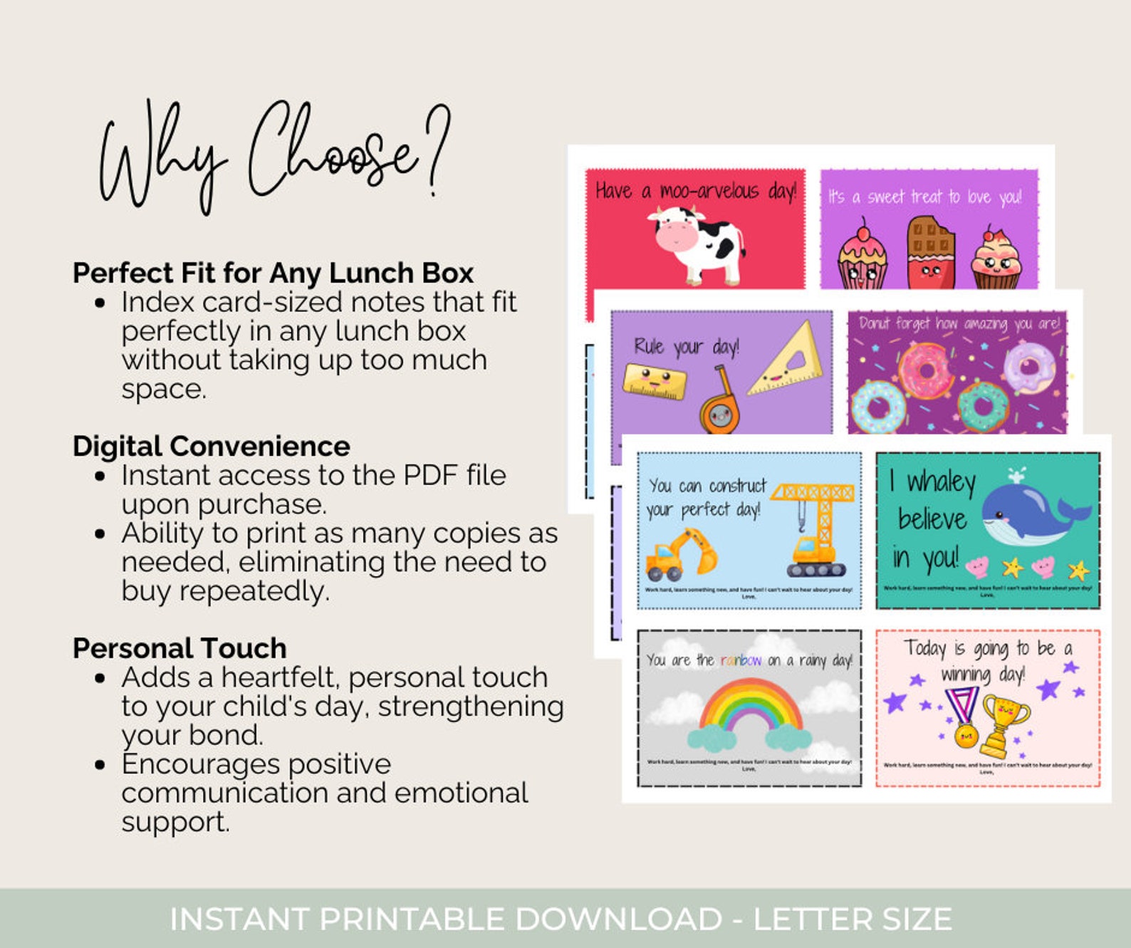 Encouraging Lunch Box Notes for Kids, 20 Unique Printable Designs ...