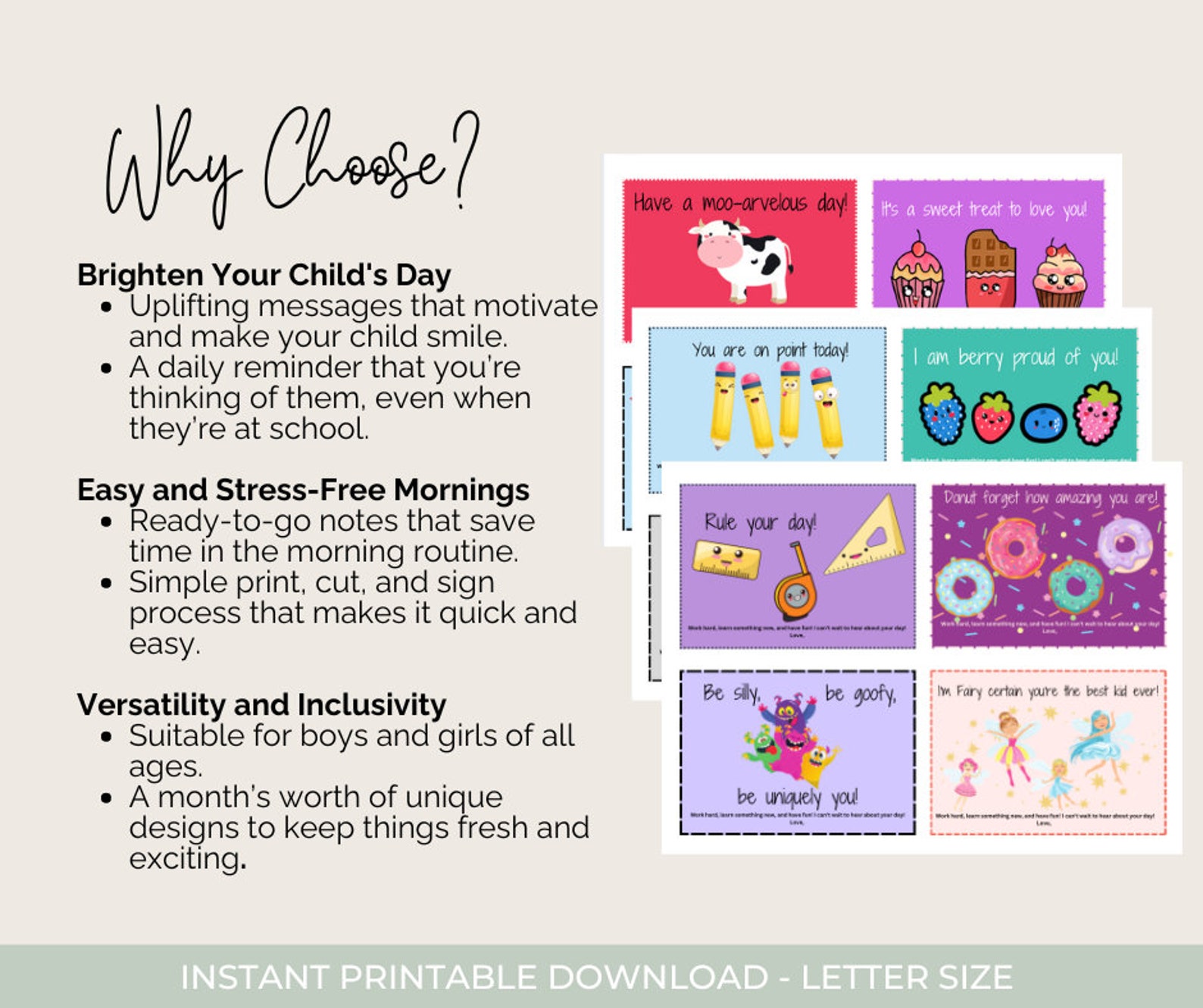 Encouraging Lunch Box Notes for Kids, 20 Unique Printable Designs ...
