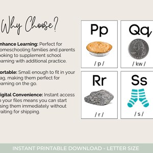 Alphabet Flash Cards Printable, Realistic Pictures, Phonetic ...