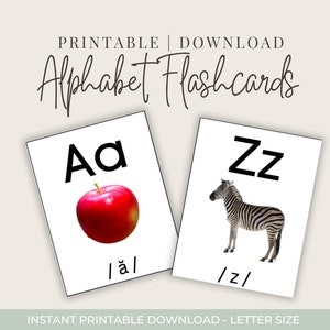 Alphabet Flash Cards Printable, Realistic Pictures, Phonetic ...