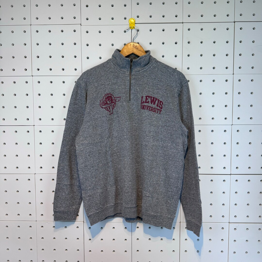Vintage 90s Lewis University Half Zip Sweatshirt Romeoville Crewneck ...