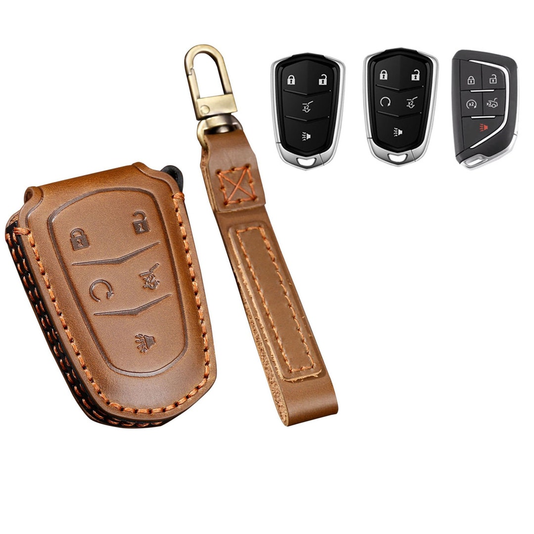 Crazy Horse Leather Handmade Cadillac Car Key Case for CT5 CT6 XT5 Car ...