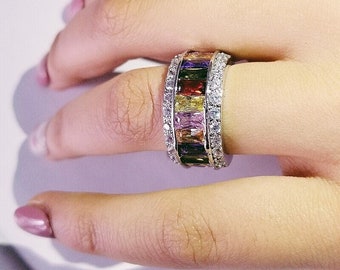 Rainbow Wedding Rings - Etsy