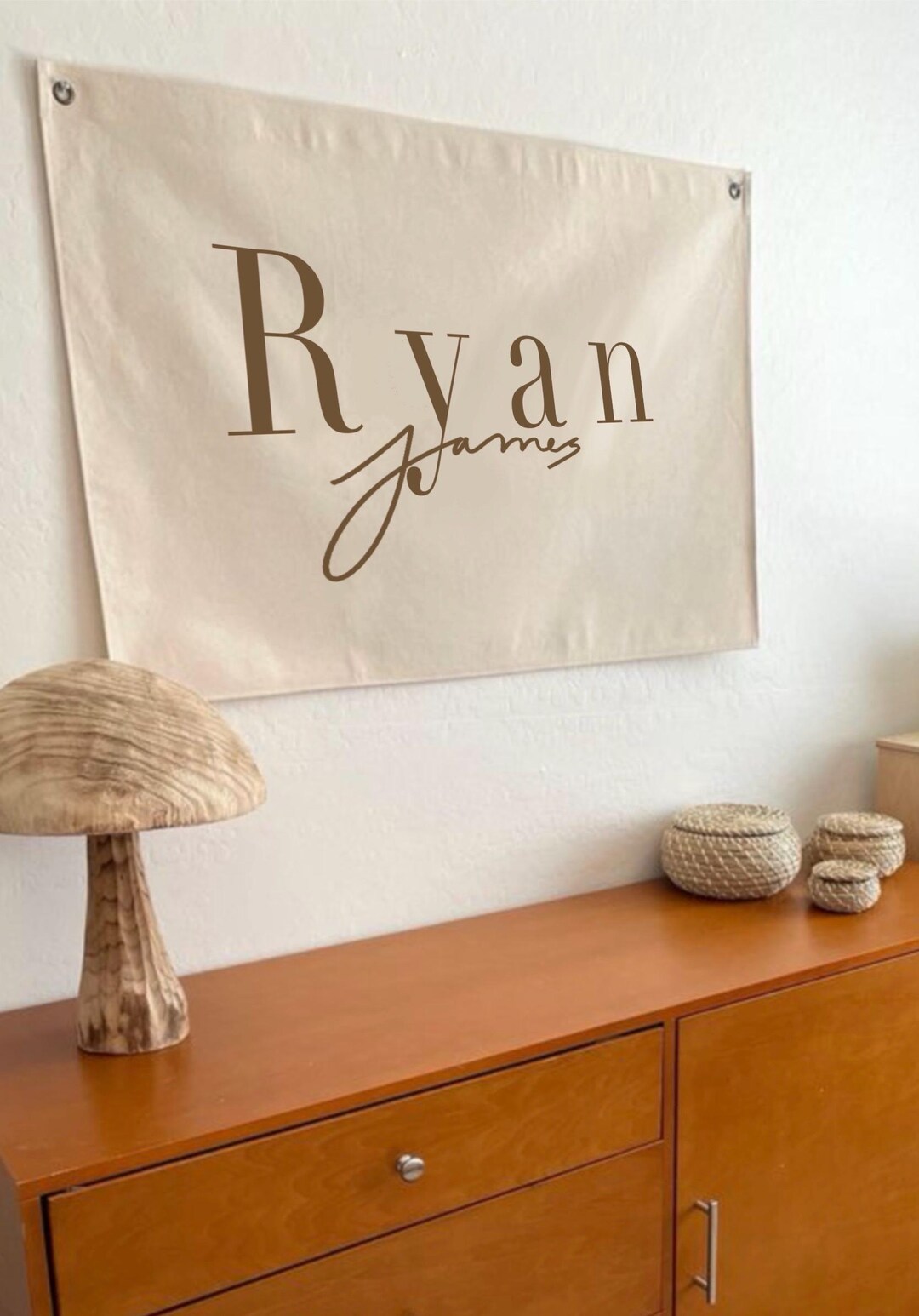 Hand Painted Name Banner: Custom Linen Nursery Decor - Etsy