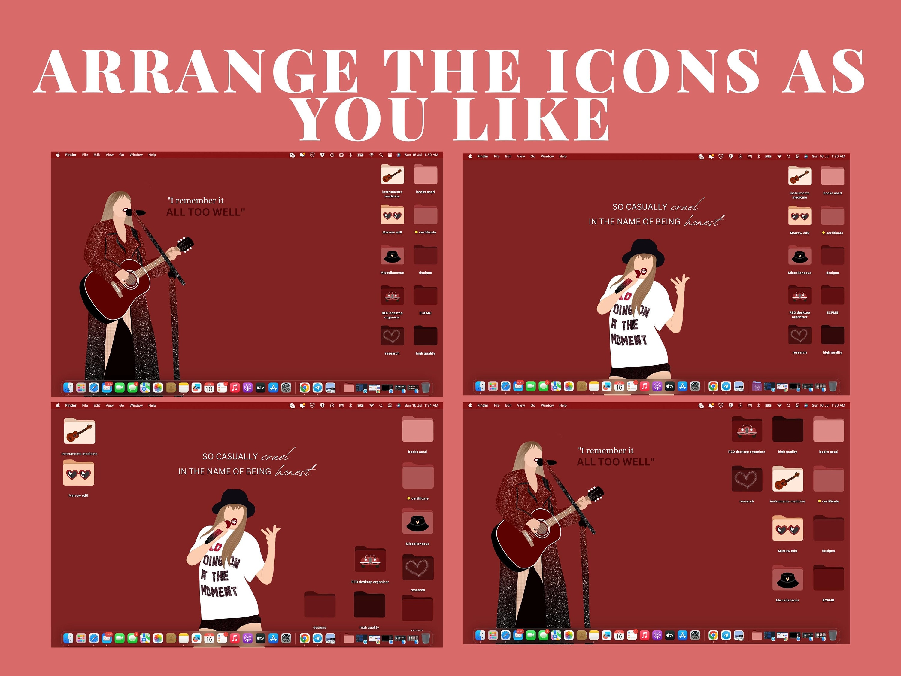 Taylor Swift Album RED Mac Folder Icons and Desktop Wallpapers - Etsy ...