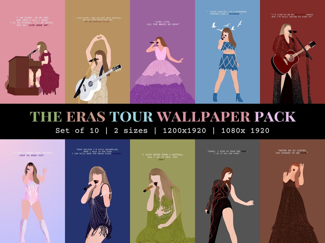 Taylor Swift Eras Tour iPhone Android Wallpapers Bundle of 10, Eras ...