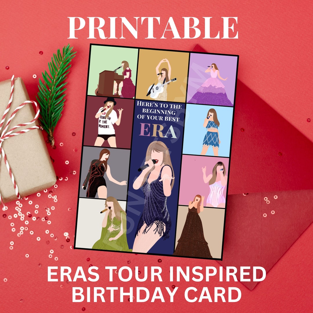 Taylor Swift Eras Tour Printable Birthday Card Swiftie Birthday Card