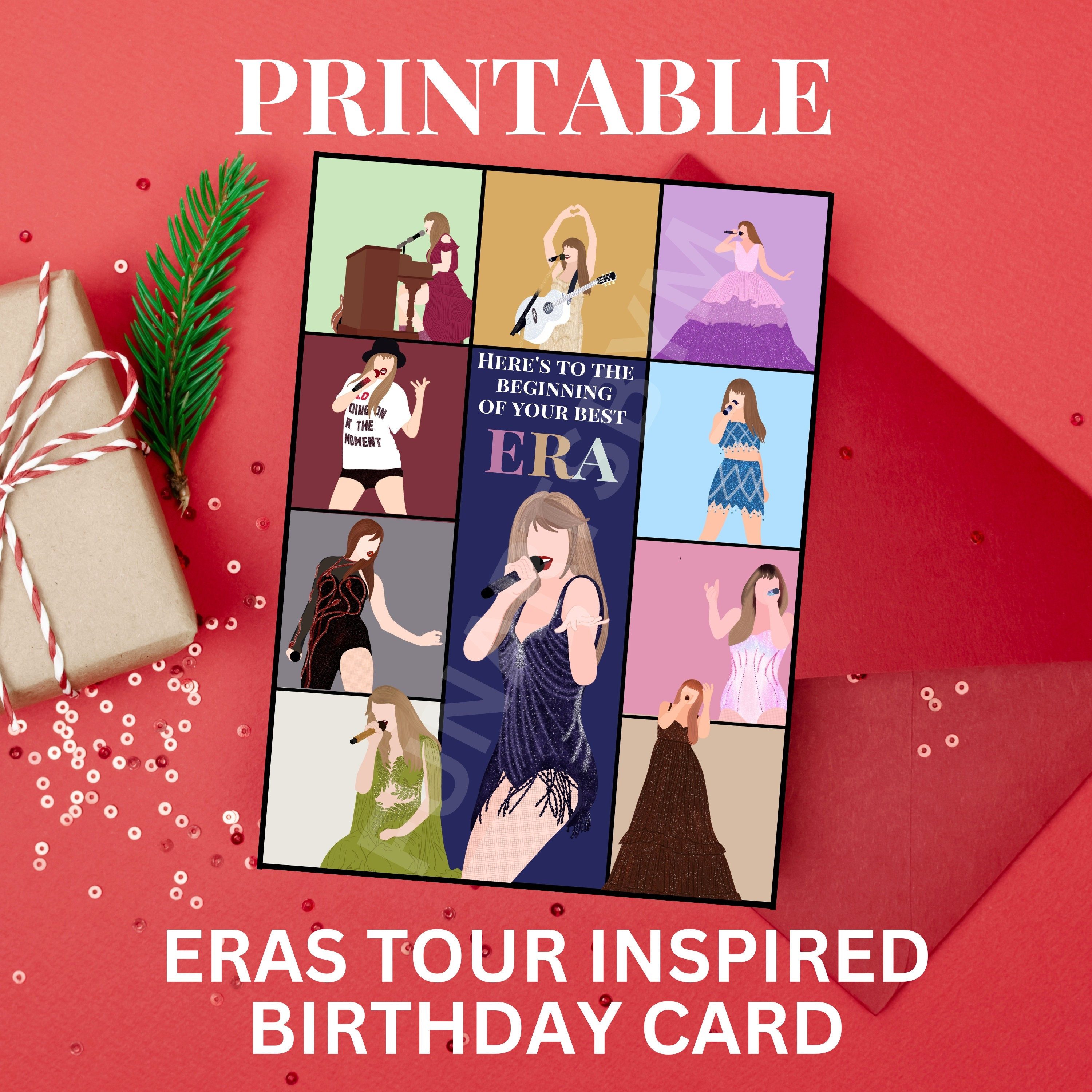 Taylor Swift Eras Tour Printable Birthday Card Swiftie Birthday Card