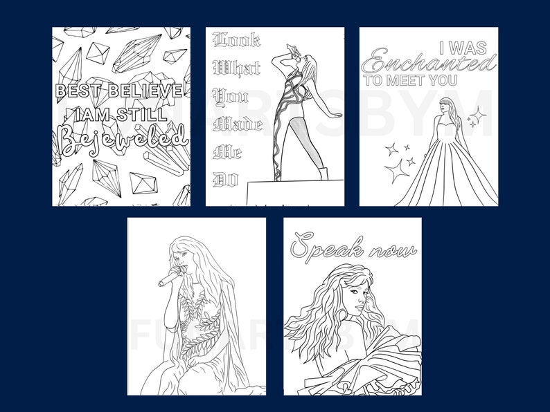 Taylor Swift Coloring Book Digital File , the Eras Tour Designs ...