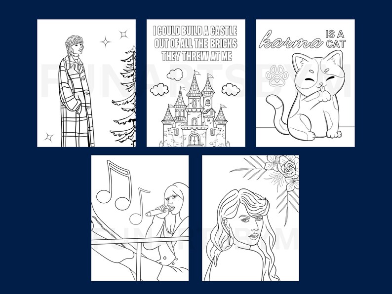 Taylor Swift Coloring Book Digital File , the Eras Tour Designs ...