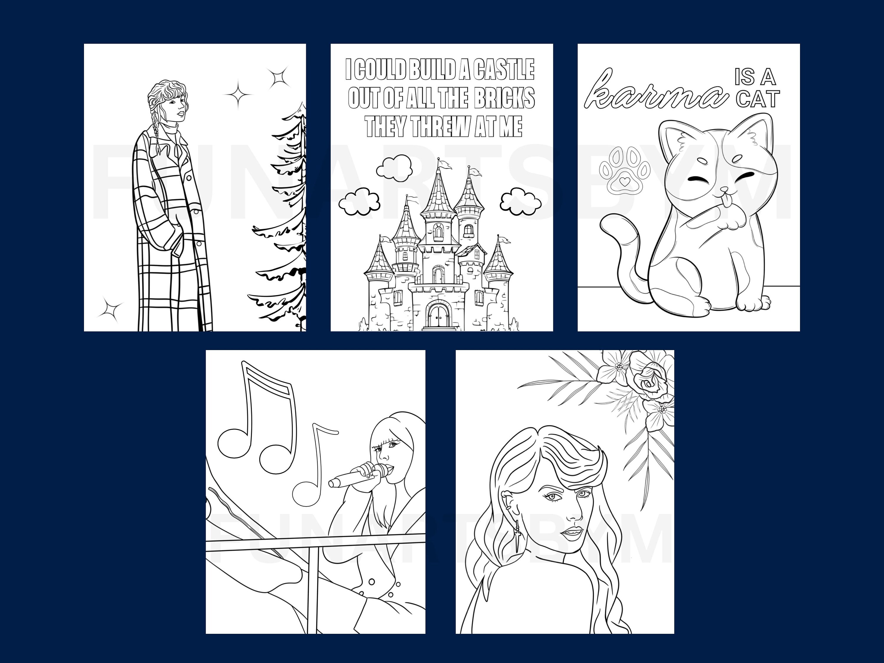 Taylor Swift Coloring Book Digital File , the Eras Tour Designs ...
