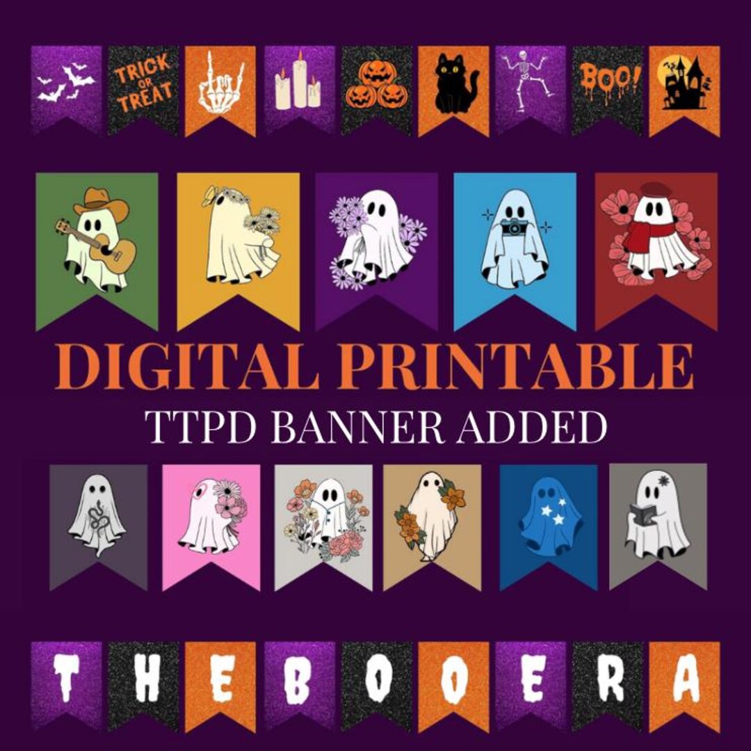 Printable Halloween Taylor Swift Eras Banner, Cute Ghosts Digital ...