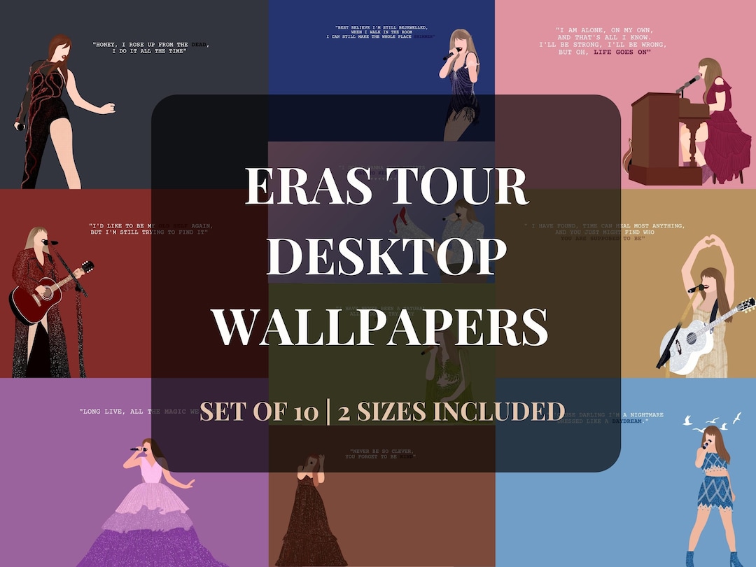 Taylor Swift Eras Inspired Desktop Wallpapers, Set of 10 Minimalistic ...