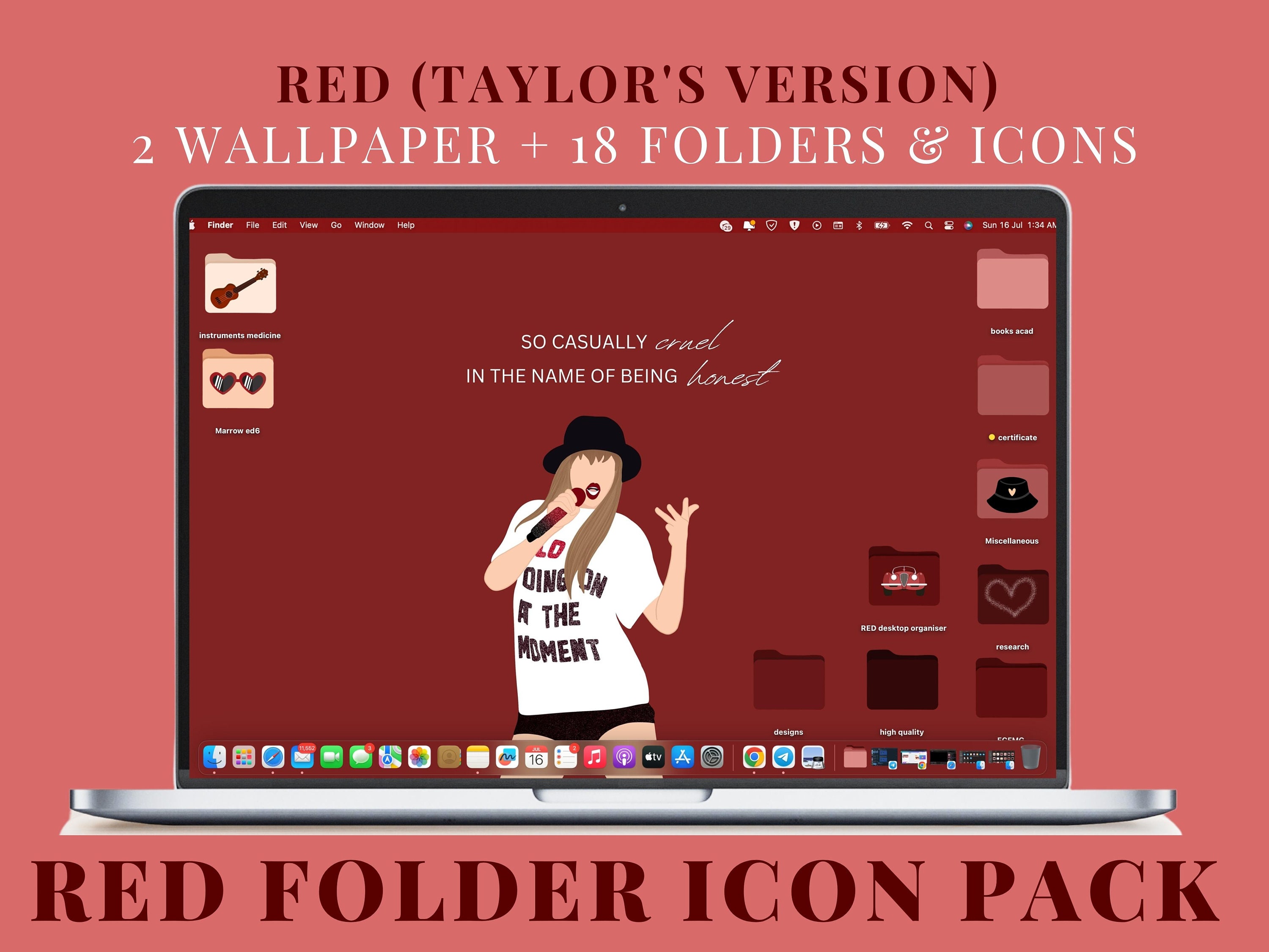 Taylor Swift Album RED Mac Folder Icons and Desktop Wallpapers Bundle ...
