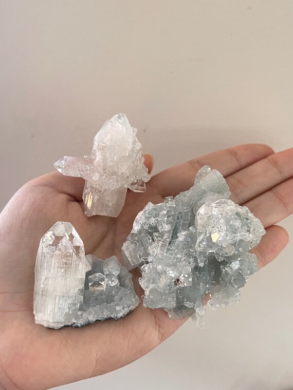 Premium Mini Sparkly Apophyllite Cluster/ Clear White | Etsy