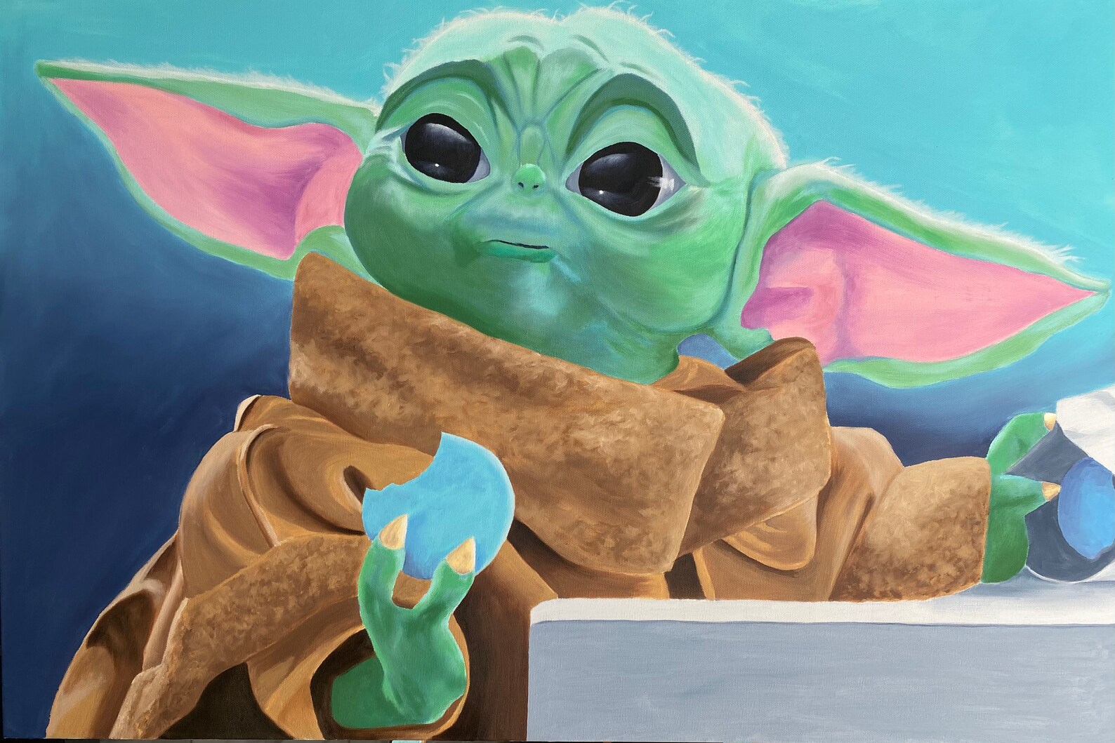 Mandalorian | Grogu | Baby Yoda | Oil Painting Canvas Print | 24 X 36 ...