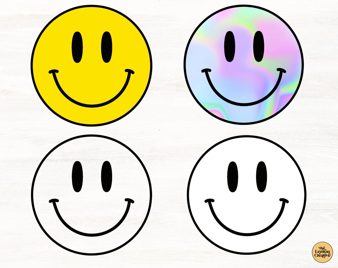 Happy Face SVG Bundle, Smiley Face SVG Files for Cricut, Retro SVG ...