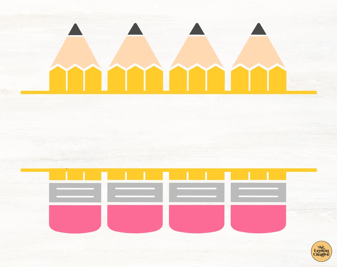 Pencil Monogram SVG, Teacher SVG Files for Cricut, Pencil SVG, Digital ...