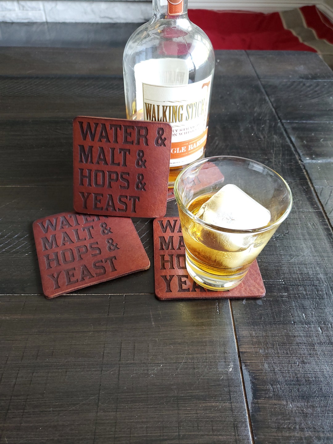 Leather Coaster. Whiskey Coaster. Whisky Coaster. Horween Leather ...